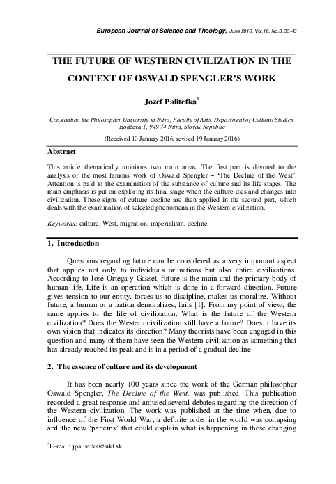 (PDF) The Future of Western Civilization in the Context of Oswald ...