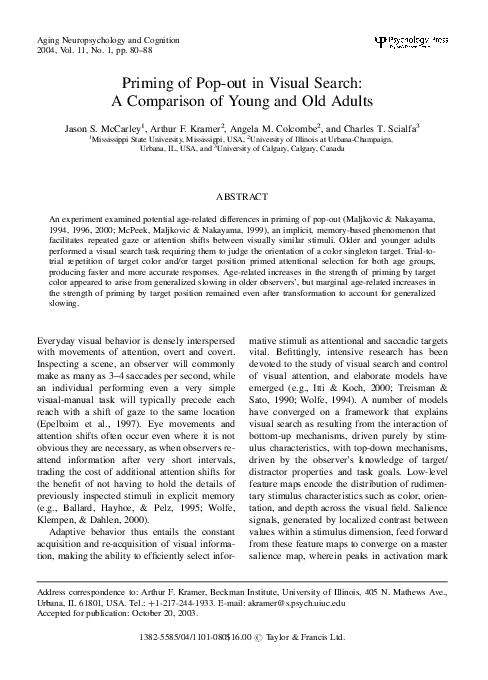 (PDF) Priming of Pop-out in Visual Search: A Comparison of Young and Old Adults