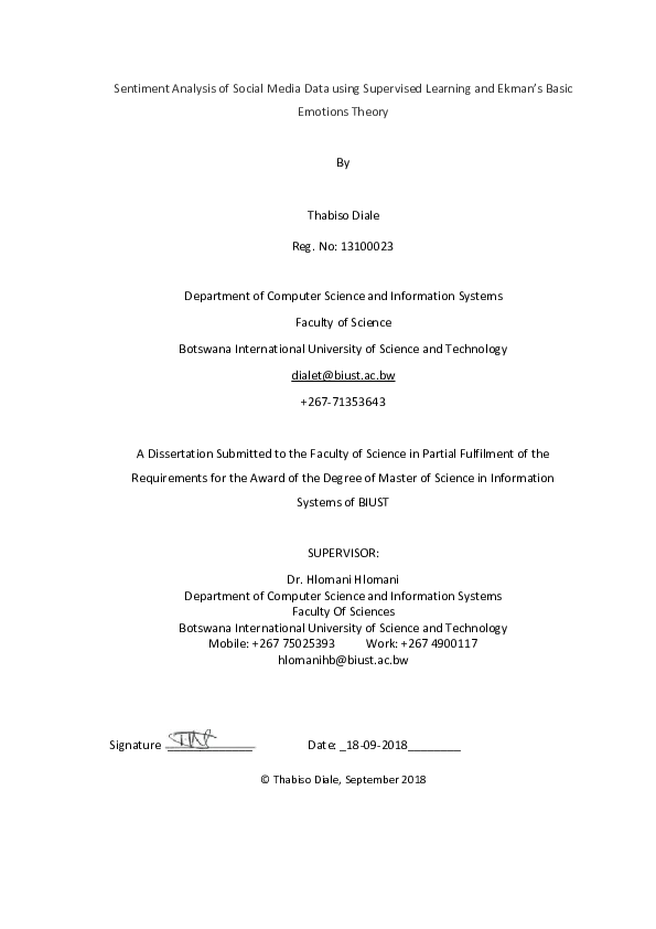 (PDF) Sentiment analysis of social media data using Supervised learning ...