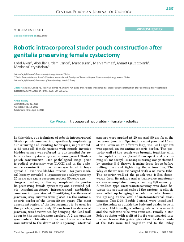 (PDF) Robotic intracorporeal studer pouch construction after genitalia ...