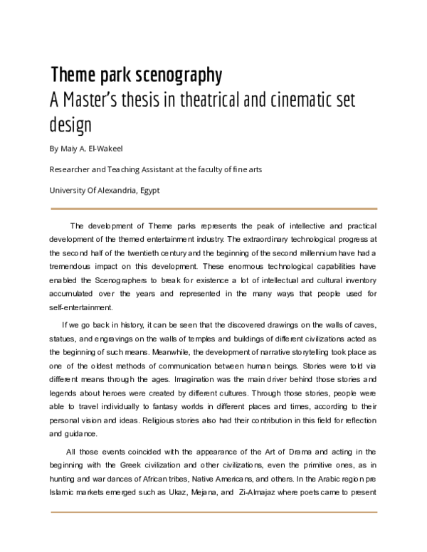 (PDF) Theme park scenography A Master's thesis in theatrical and ...