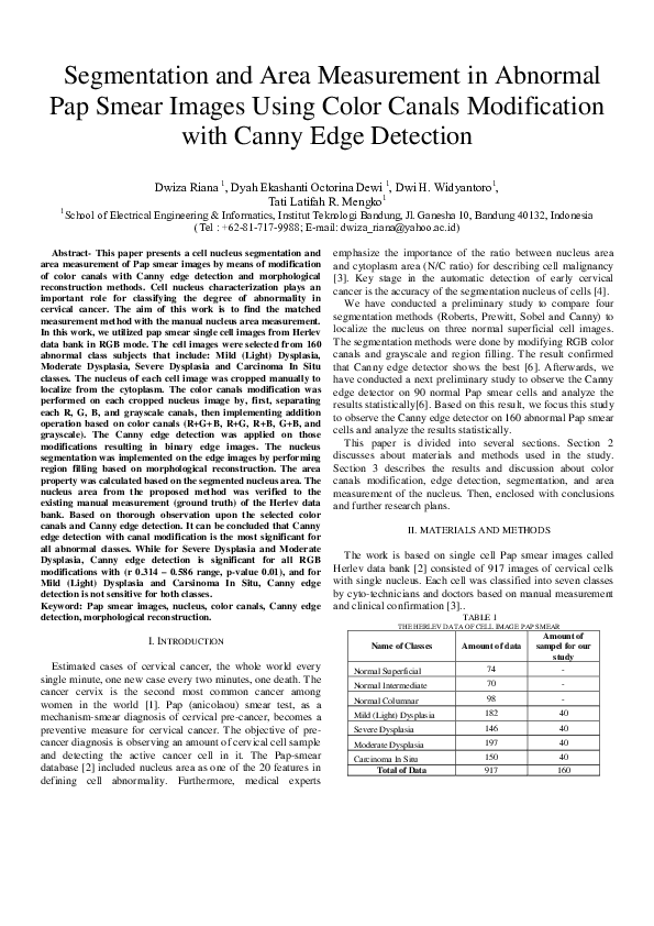 (PDF) Abnormal Pap Smear Image Segmentation Methods