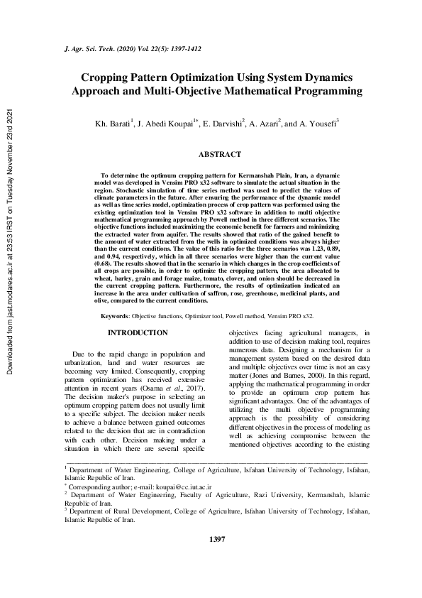 (PDF) Crop Pattern Optimization using System Dynamics Approach and ...