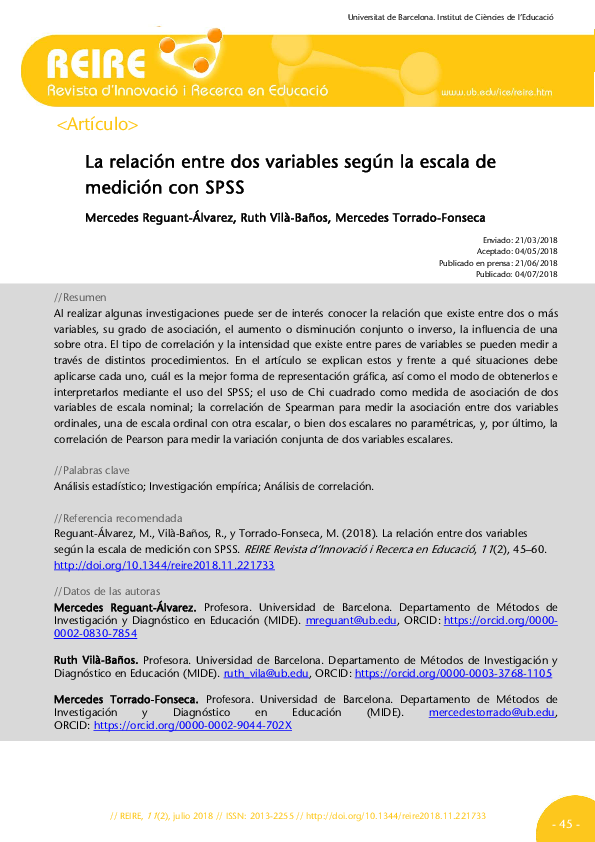 (PDF) La relaci n entre dos variables seg n la escala de medici n con SPSS