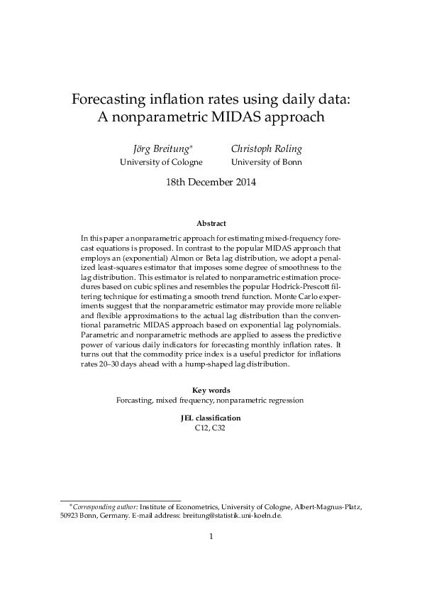 (PDF) Forecasting Inflation Rates Using Daily Data: A Nonparametric ...