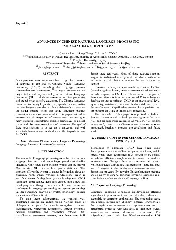 (PDF) Advances in Chinese Natural Language Processing and Language ...