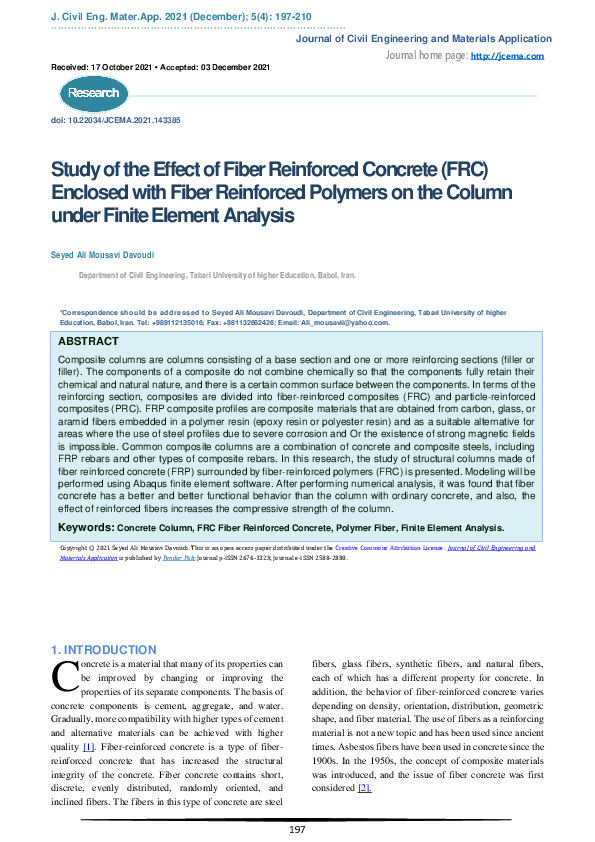 (PDF) Study of the Effect of Fiber Reinforced Concrete (FRC) Enclosed ...