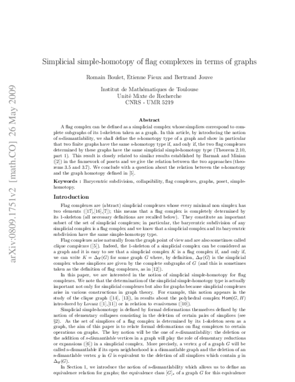 (PDF) Simplicial simple-homotopy of flag complexes of graphs