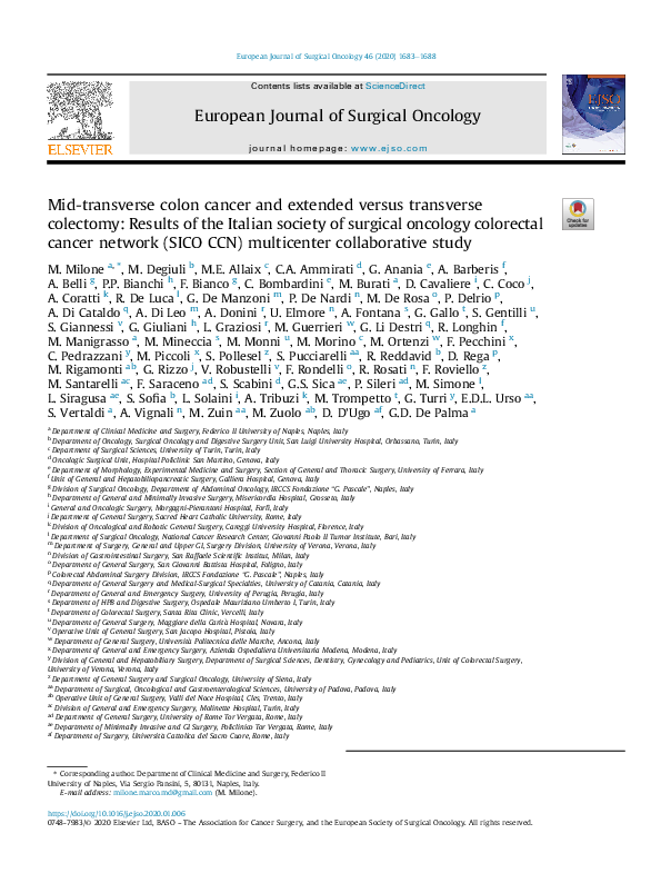 (PDF) Mid-transverse colon cancer and extended versus transverse ...