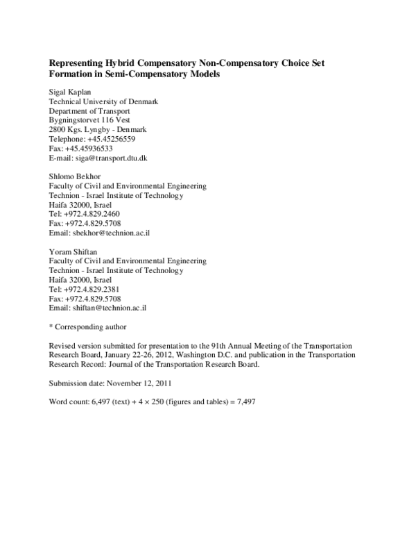 (PDF) Representing hybrid compensatory non-compensatory choice set ...