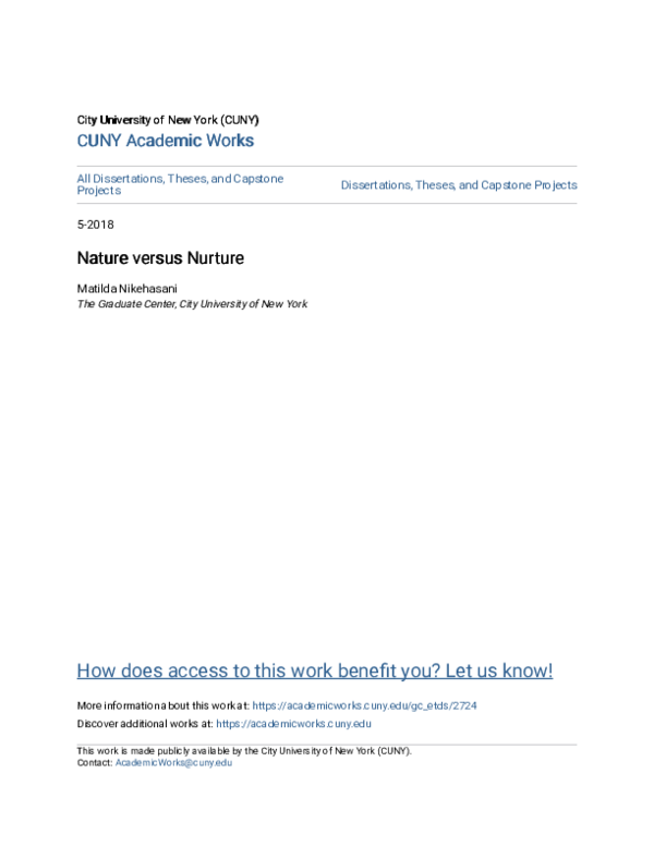 (PDF) Nature versus Nurture