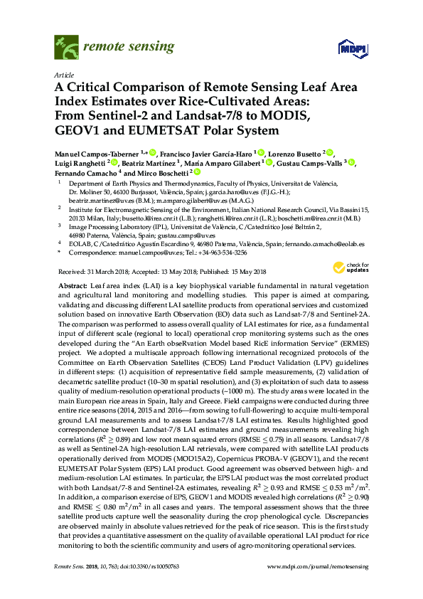 (PDF) A Critical Comparison of Remote Sensing Leaf Area Index Estimates ...