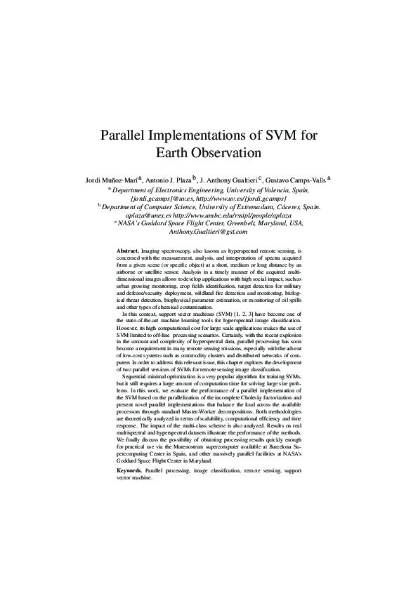 (PDF) Parallel SVM Implementations for Hyperspectral Data