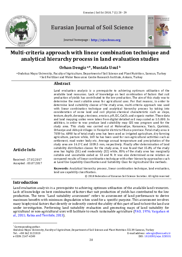 (PDF) Multi-criteria approach with linear combination technique and ...
