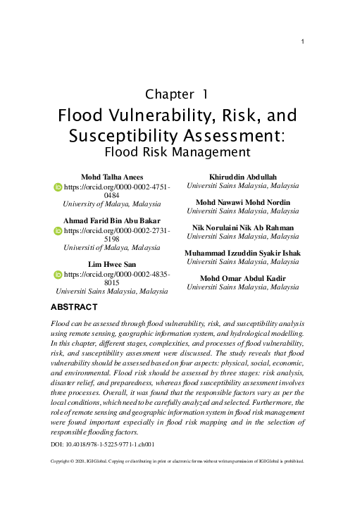 (PDF) Flood Vulnerability, Risk, and Susceptibility Assessment