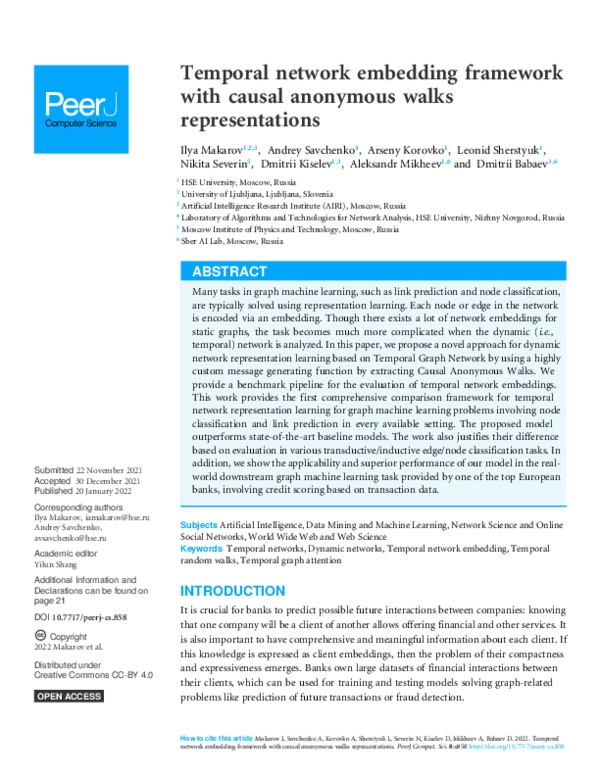 Pdf Temporal Network Embedding Framework With Causal Anonymous Walks Representations 
