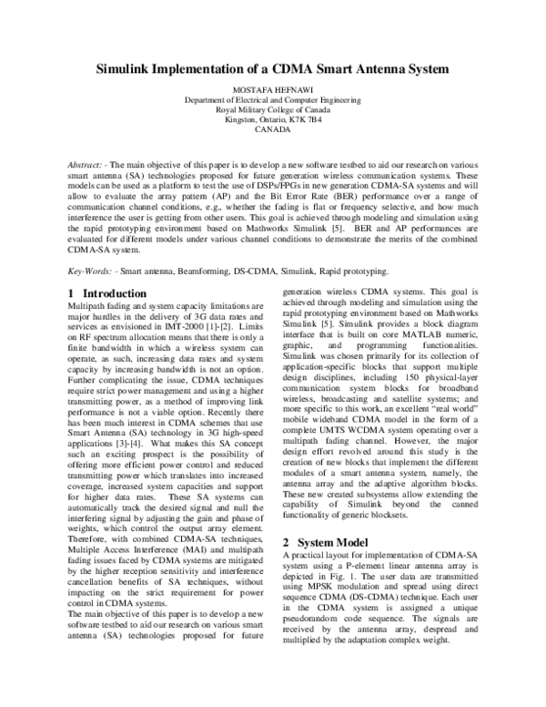 (PDF) Simulink Implementation of a CDMA Smart Antenna System