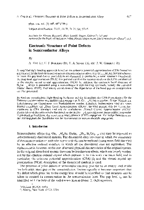 Pdf The Electronic Structure Of Point Defects In Semiconductor Alloys