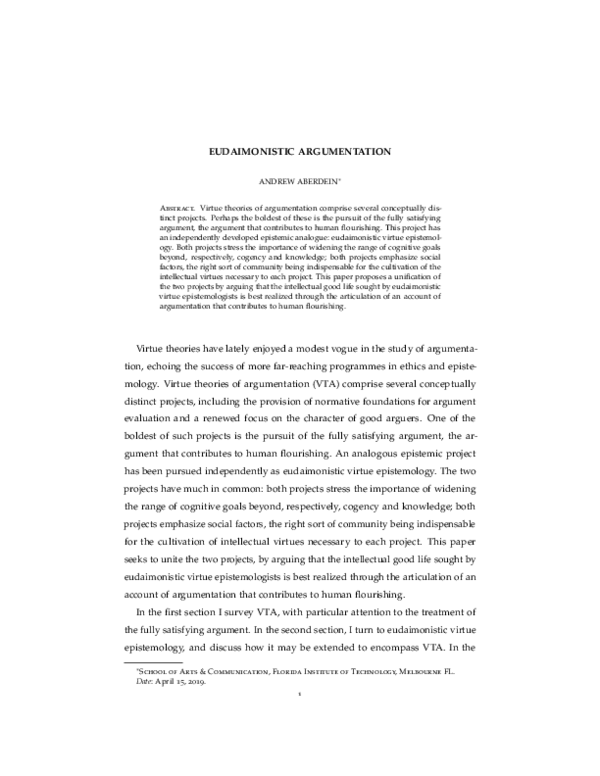 (PDF) Eudaimonistic Argumentation