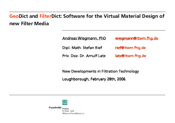(PDF) GeoDict and FilterDict: Software for the Virtual Material Design ...
