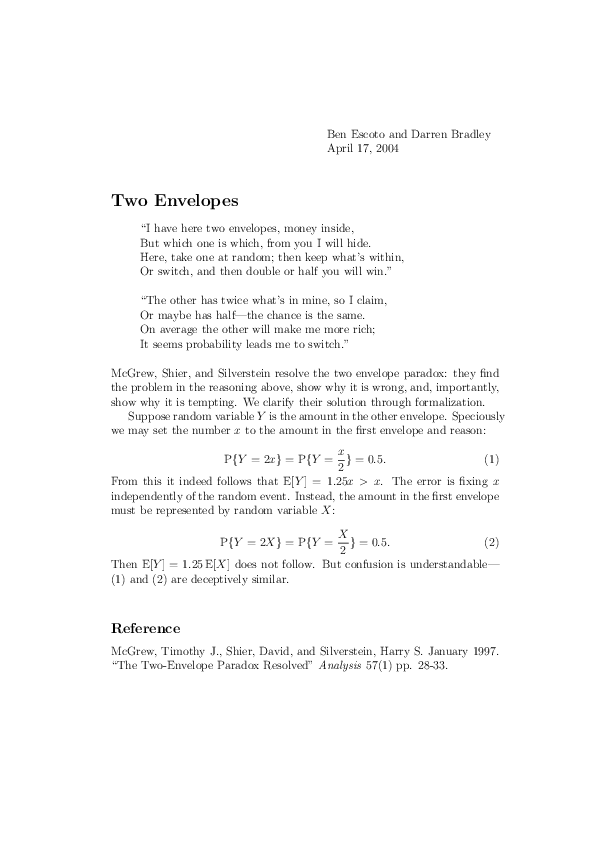 (PDF) The Two-Envelope Paradox Resolved | Tim McGrew - Academia.edu