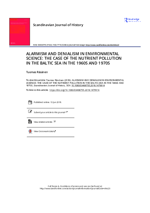 (PDF) Alarmism and Denialism in Environmental Science: The Case of the ...