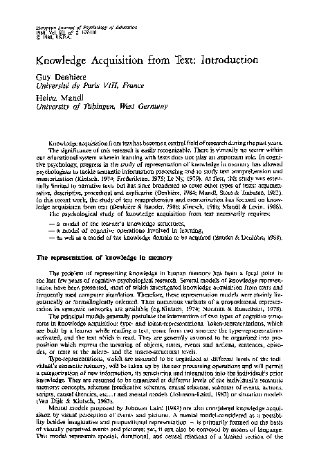 (PDF) Knowledge acquisition from text: Introduction