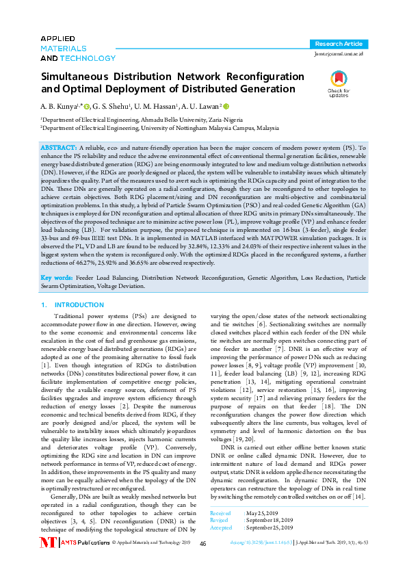 (PDF) Simultaneous Distribution Network Reconfiguration and Optimal Placement of Distributed ...