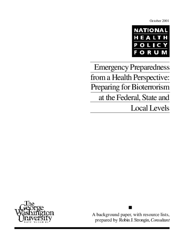 (PDF) Emergency Preparedness from a Health Perspective: Preparing for ...