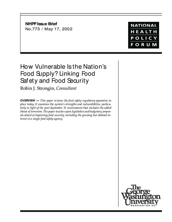 (PDF) How vulnerable is the nation's food supply? Linking food safety and food security