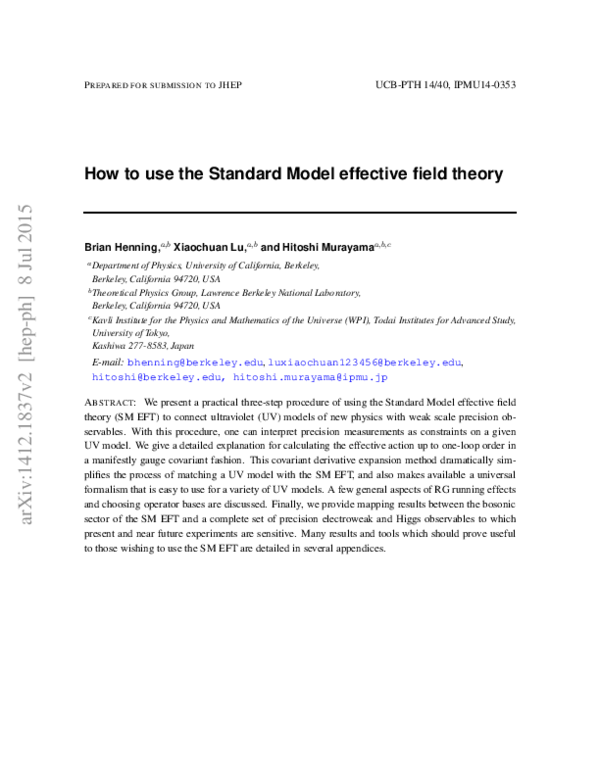 (PDF) How to use the Standard Model effective field theory