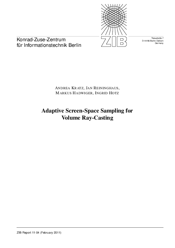 (PDF) Adaptive Screen-Space Sampling for Volume Ray-Casting | Ingrid Hotz - Academia.edu