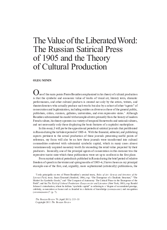 (PDF) The Value of the Liberated Word: The Russian Satirical Press of ...