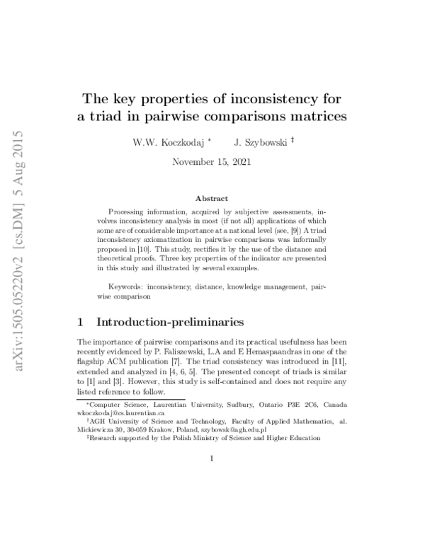 (PDF) The key properties of inconsistency for a triad in pairwise ...