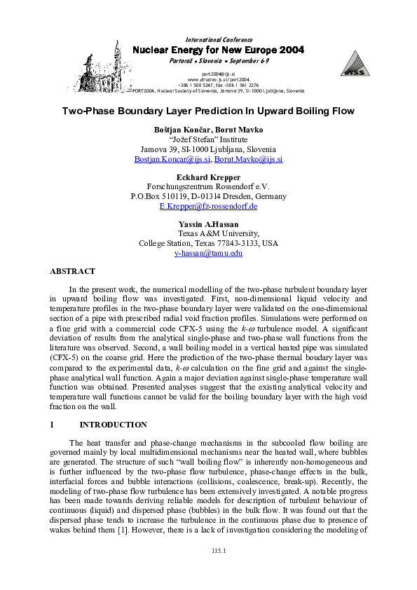 (PDF) Two-Phase Boundary Layer Prediction In Upward Boiling Flow