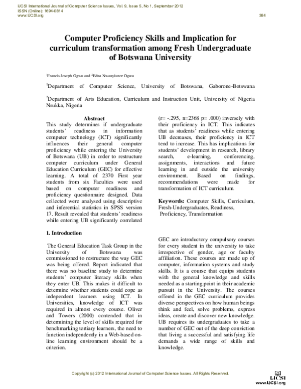 (PDF) Computer Proficiency Skills and Implication for curriculum ...