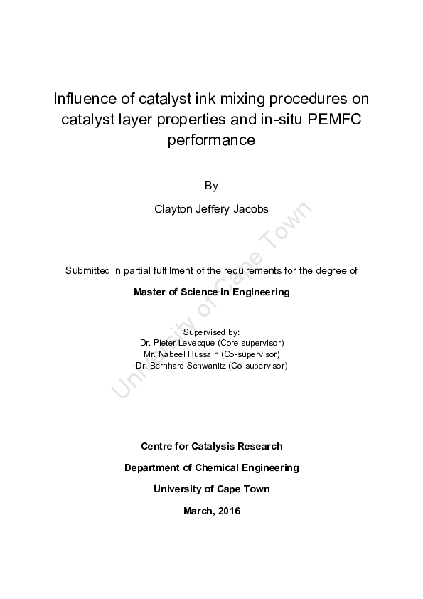 (PDF) Influence of catalyst ink mixing procedures on catalyst layer ...