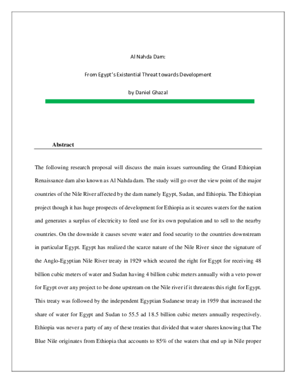 (PDF) Al Nahda Dam From Egypt’s Existential Threat towards Development