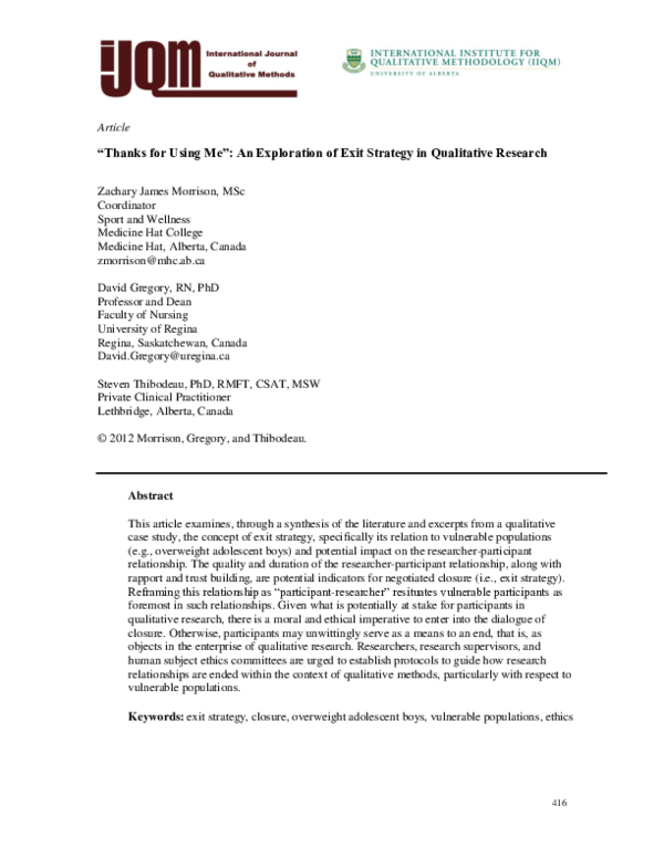 (PDF) “Thanks for Using Me”: An Exploration of Exit Strategy in ...