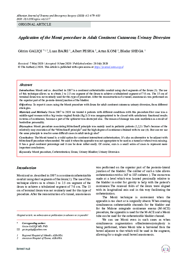 (PDF) Application of the Monti procedure in Adult Continent Cutaneous ...