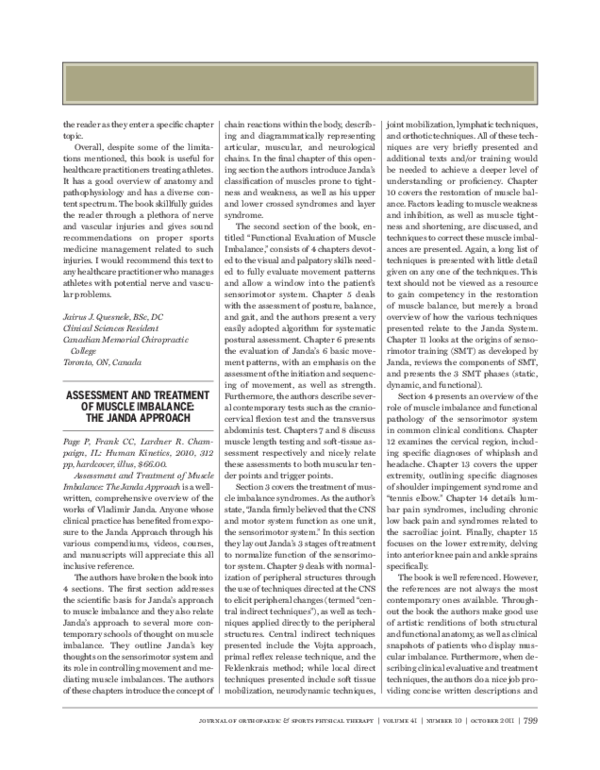 (PDF) Assessment and Treatment of Muscle Imbalance: The Janda Approach