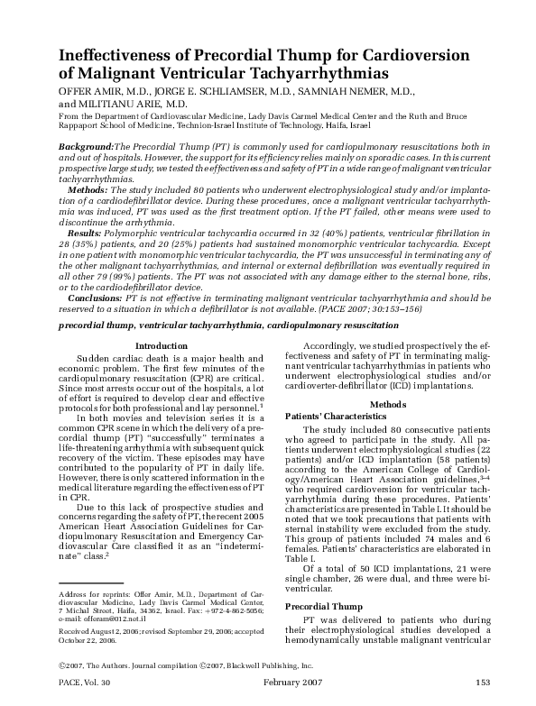 (PDF) Ineffectiveness of precordial thump for cardioversion of ...