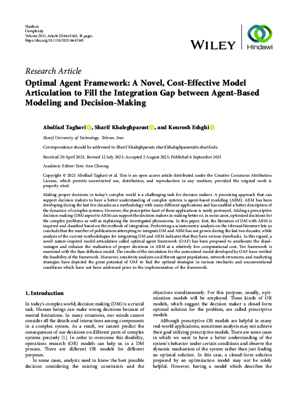 (PDF) Optimal Agent Framework: A Novel, Cost-Effective Model Articulation to Fill the ...