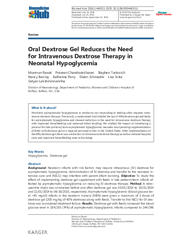 (PDF) Oral Dextrose Gel Reduces the Need for Intravenous Dextrose ...