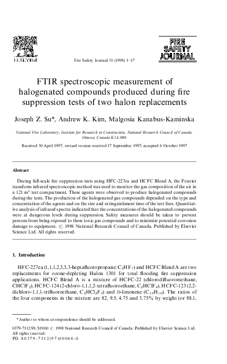 (PDF) FTIR spectroscopic measurement of halogenated compounds produced ...