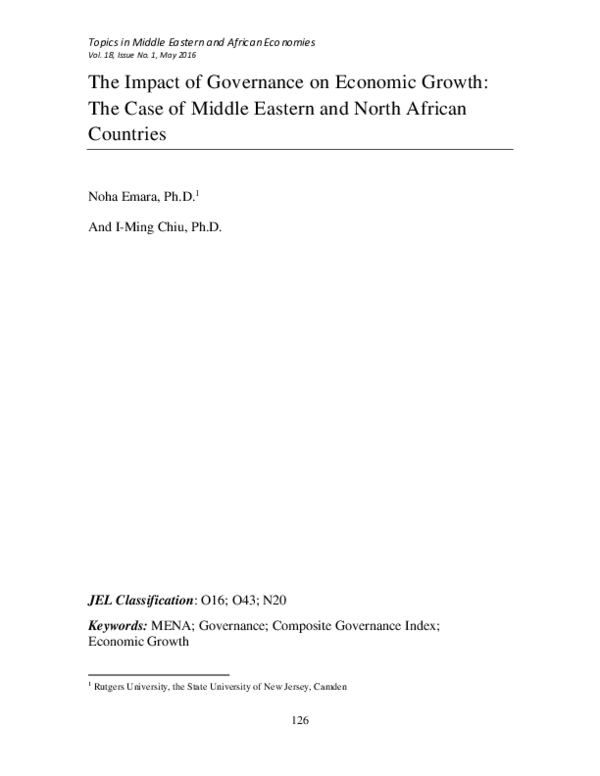 (PDF) The Impact of Governance on Economic Growth: The Case of Middle ...