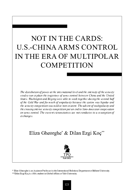 (PDF) Not in the Cards US-China Arms Control in the Era of Multipolar ...
