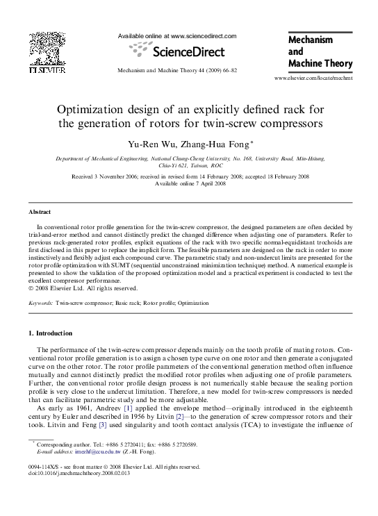 (PDF) Optimization design of an explicitly defined rack for the ...