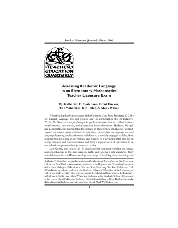 (PDF) Assessing Academic Language in an Elementary Mathematics Teacher ...