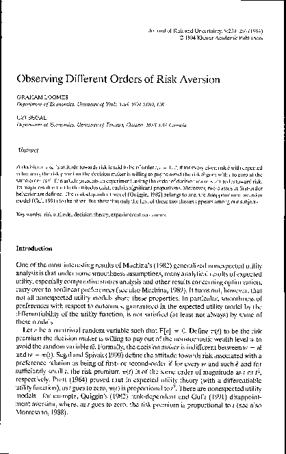 (PDF) Observing different orders of risk aversion